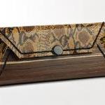 Wood Clutch Snake Pattern Leather on Luulla