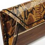 Wood Clutch Snake Pattern Leather on Luulla