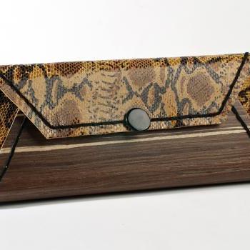 Wood Clutch Snake Pattern Leather on Luulla